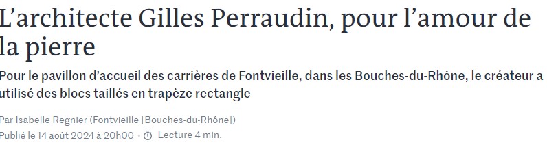LE MONDE - L’architecte Gilles Perraudin, pour l’amour de la pierre ...